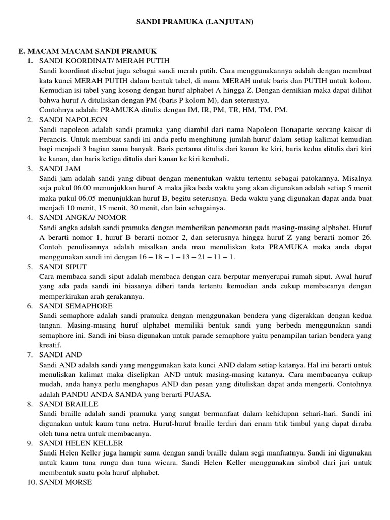 Sandi Pramuka Bagian II | PDF