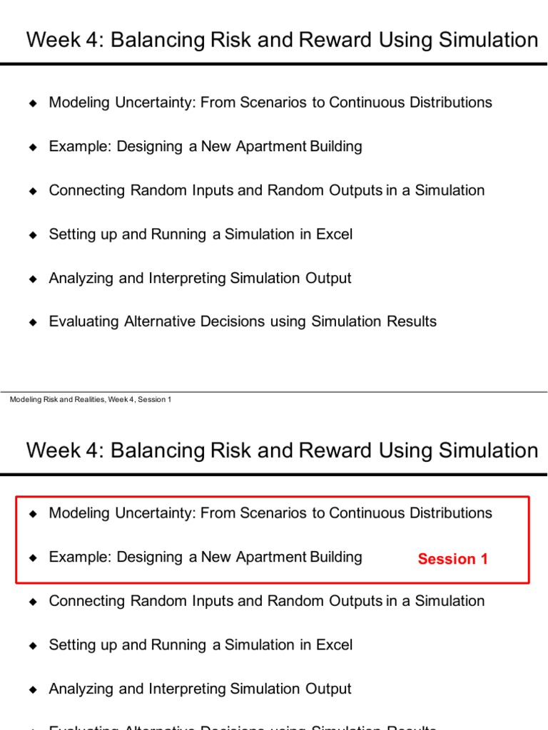 Modeling Risk and Realities Week 4 Session 1 | PDF | Simulation | Uncertainty