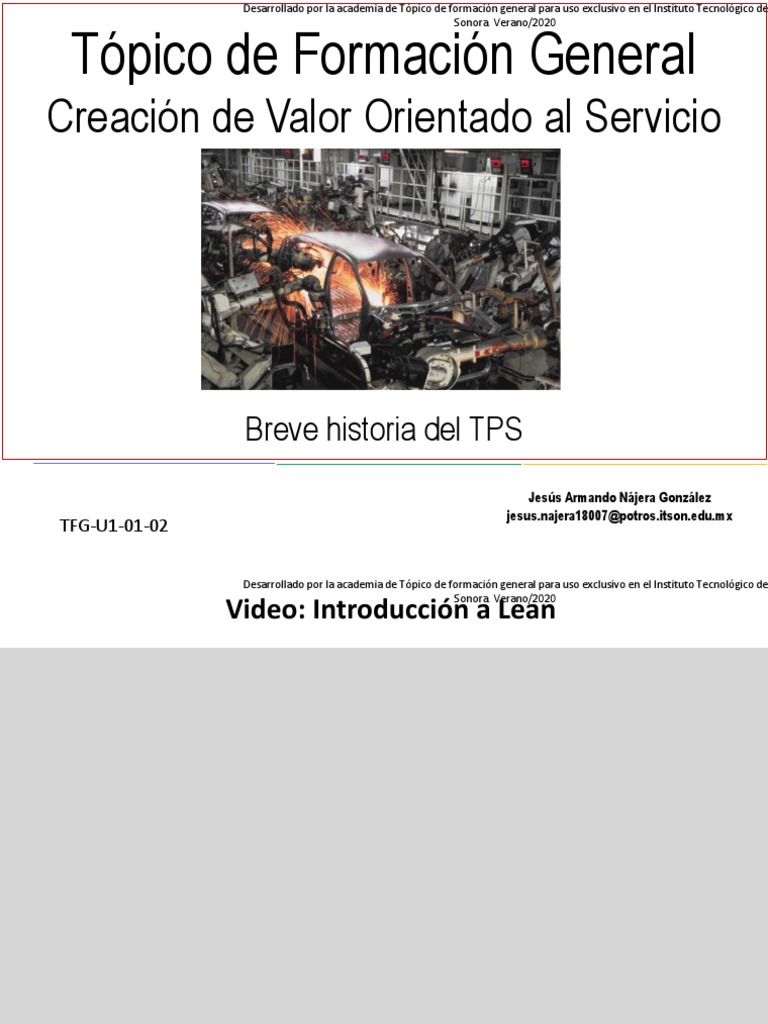 TFG U1 01 02 | PDF | Toyota | Lean Manufacturing