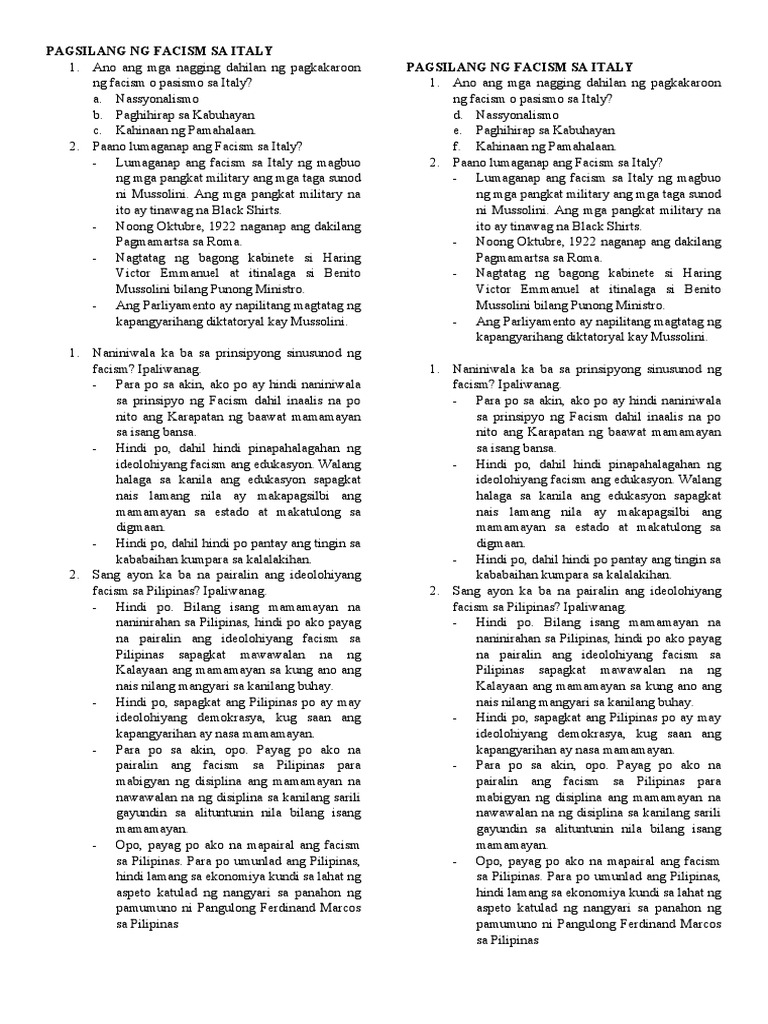 Pagsilang NG Facism Sa Italy | PDF