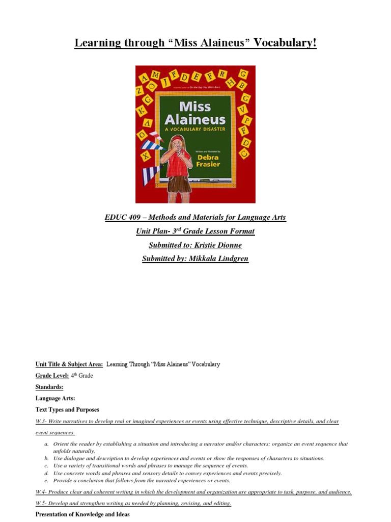 Miss Alaineus Vocabulary Disaster Plan | PDF