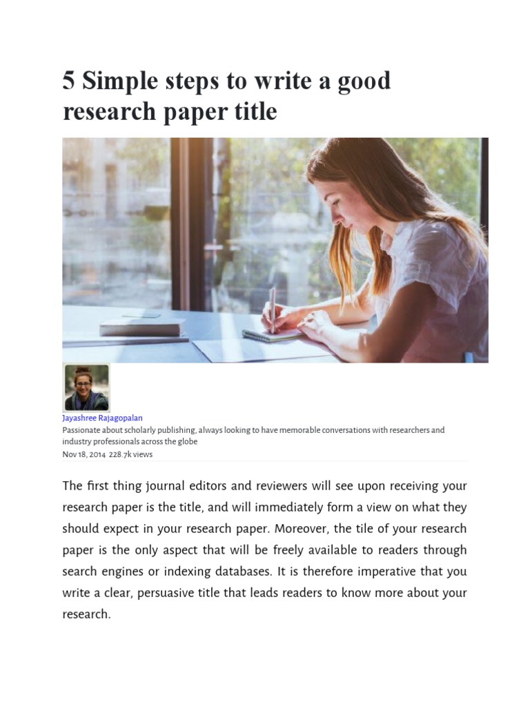 5 Simple Steps To Write A Good Research Paper Title | PDF | Academic Publishing | Dementia
