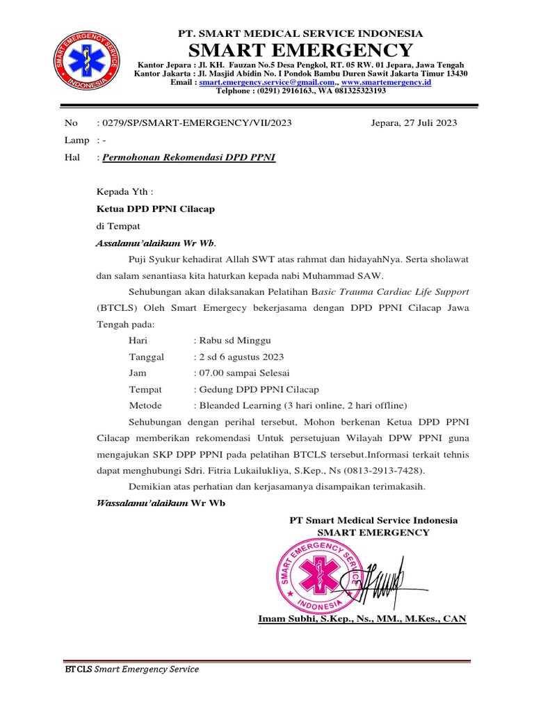 Surat Permohonan Rekom DPD - PPNI CILACAP | PDF
