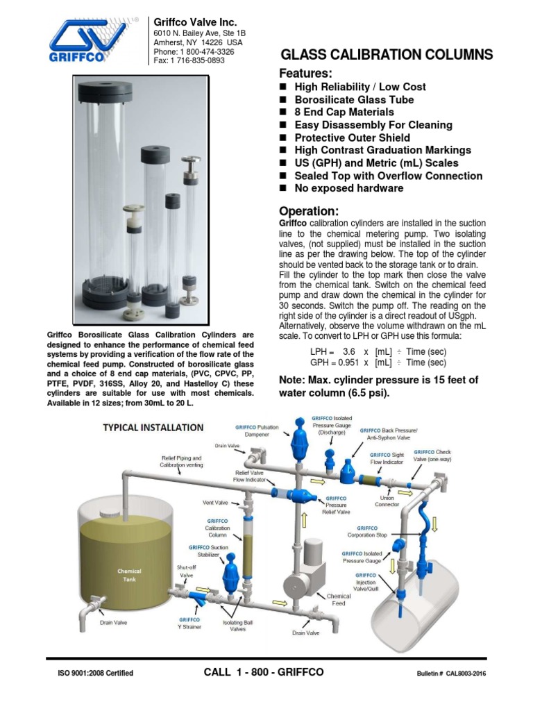 Griffco Glass Calibration Column | PDF | Pump | Valve