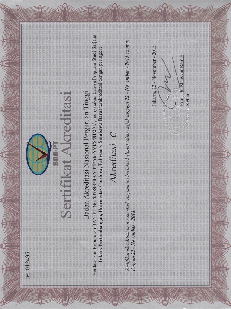 Bagi Sertifikat Akreditasi Teknik Pertambangan | PDF