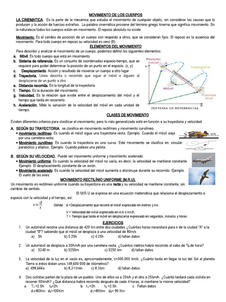 Movimiento y Elementos y Clases de | PDF | Cinemática | Velocidad