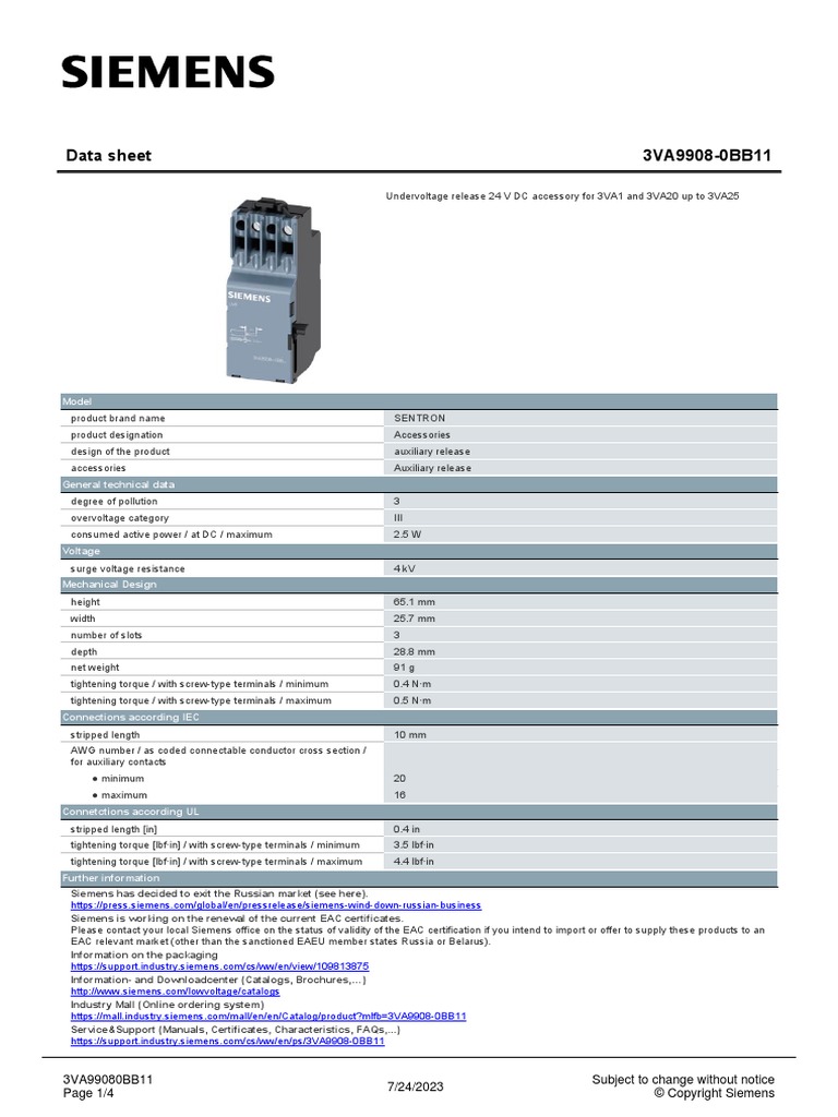 3VA99080BB11 Datasheet en | PDF | Electrical Engineering | Electricity