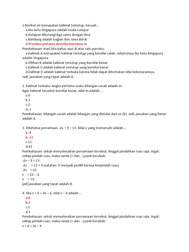 Soal Uas MTK Dasar | PDF