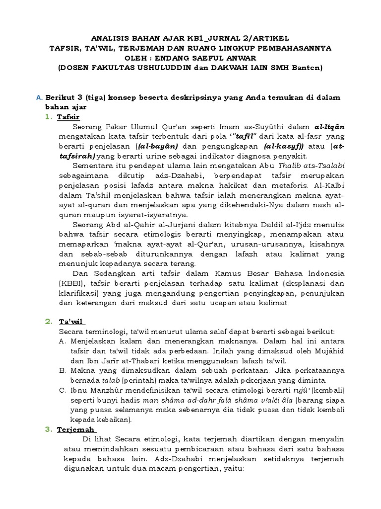 Analisis Bahan Ajar KB 1 | PDF