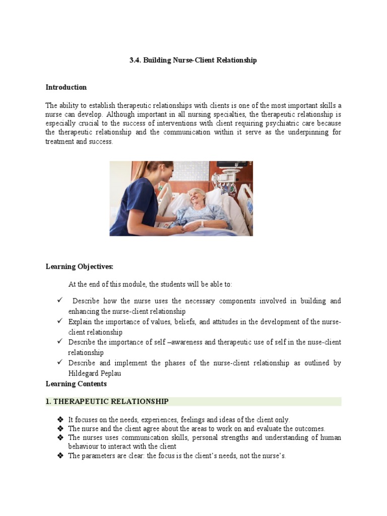 Enhancing Nurse-Client Relationships | PDF | Nonverbal Communication ...