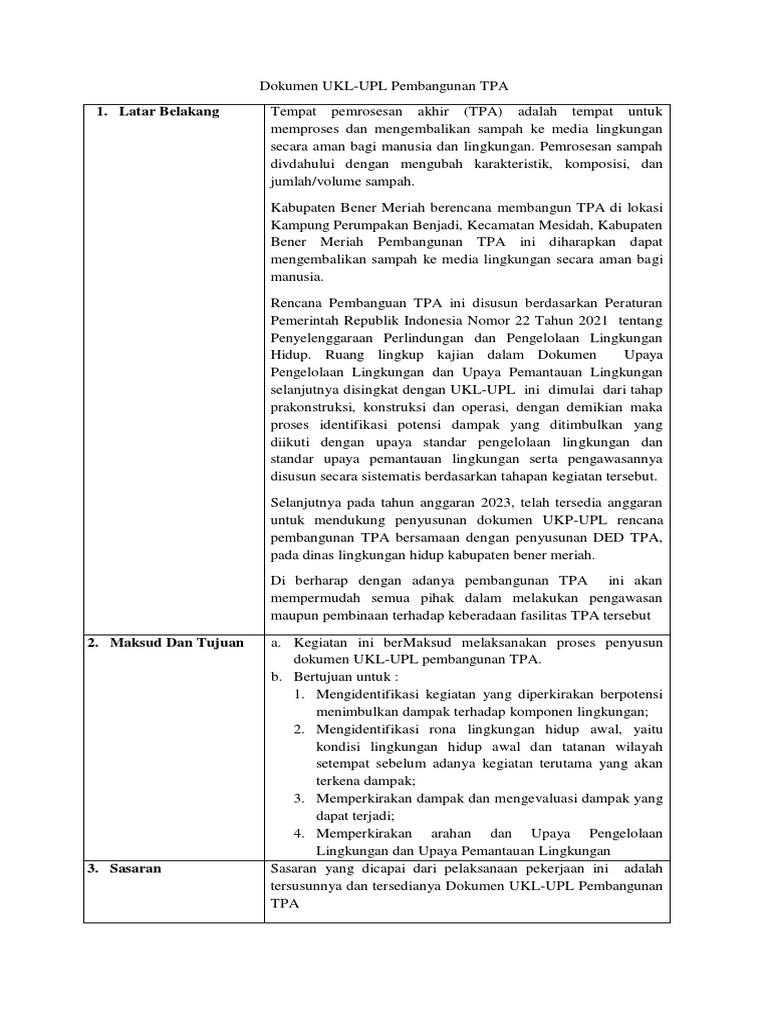 KAK UKLUPL TPA Hasil Review | PDF