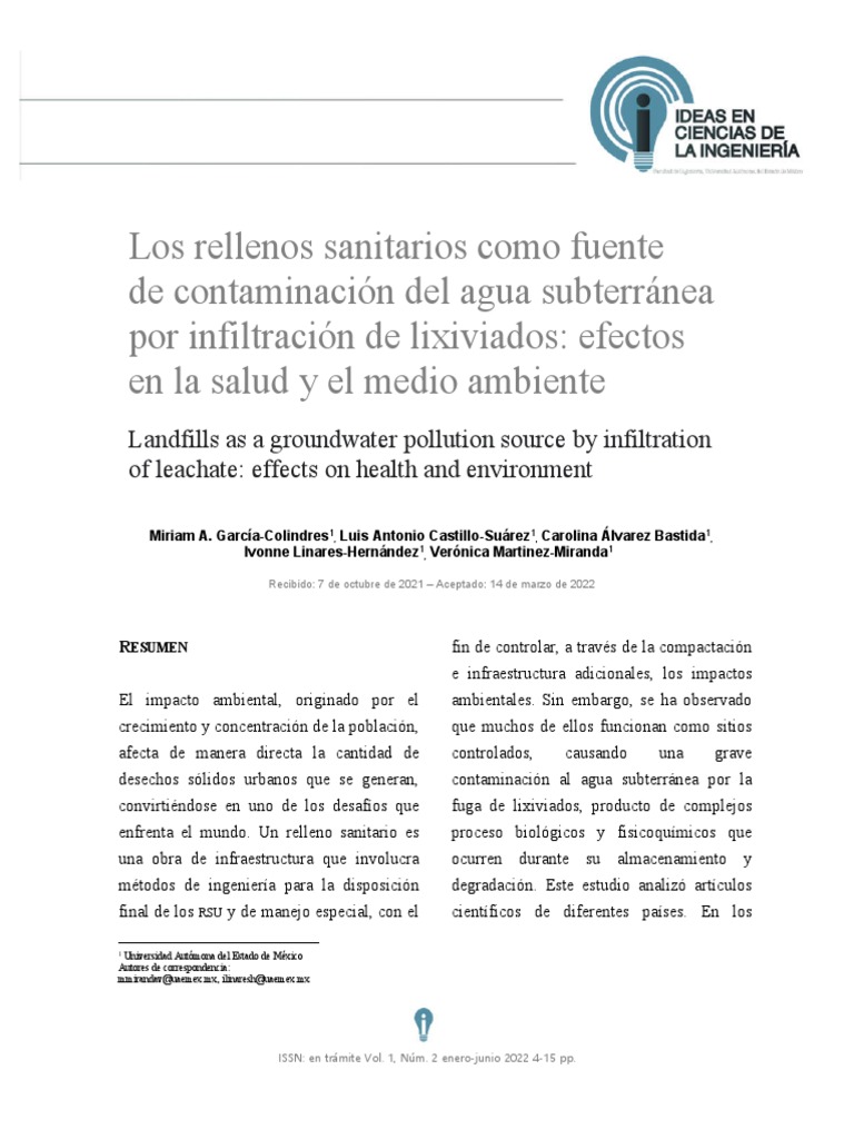 Relleno Sanitario Como Fuente de Contaminacion | Descargar gratis PDF | Agua | La contaminación ...