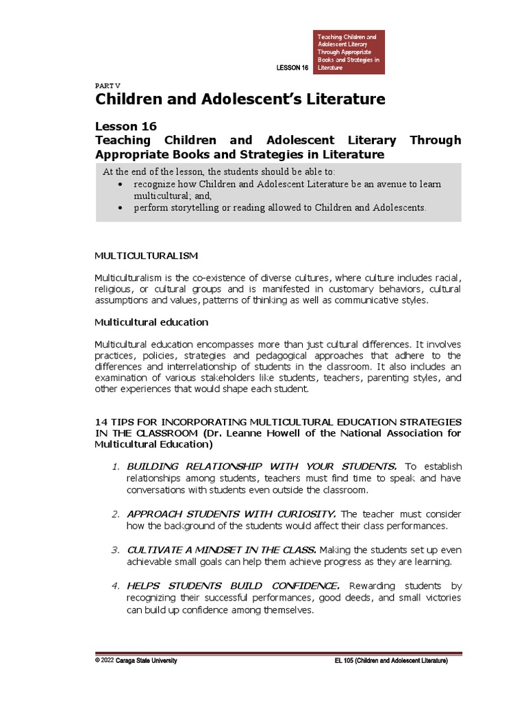 WRITTEN REPORT - Teaching Children and Adolescent Literary Through ...