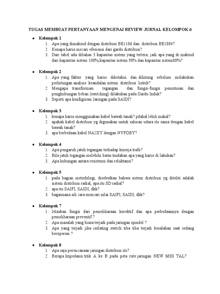 Tugas Membuat Pertanyaan Mengenai Review Jurnal Kelompok 6 | PDF