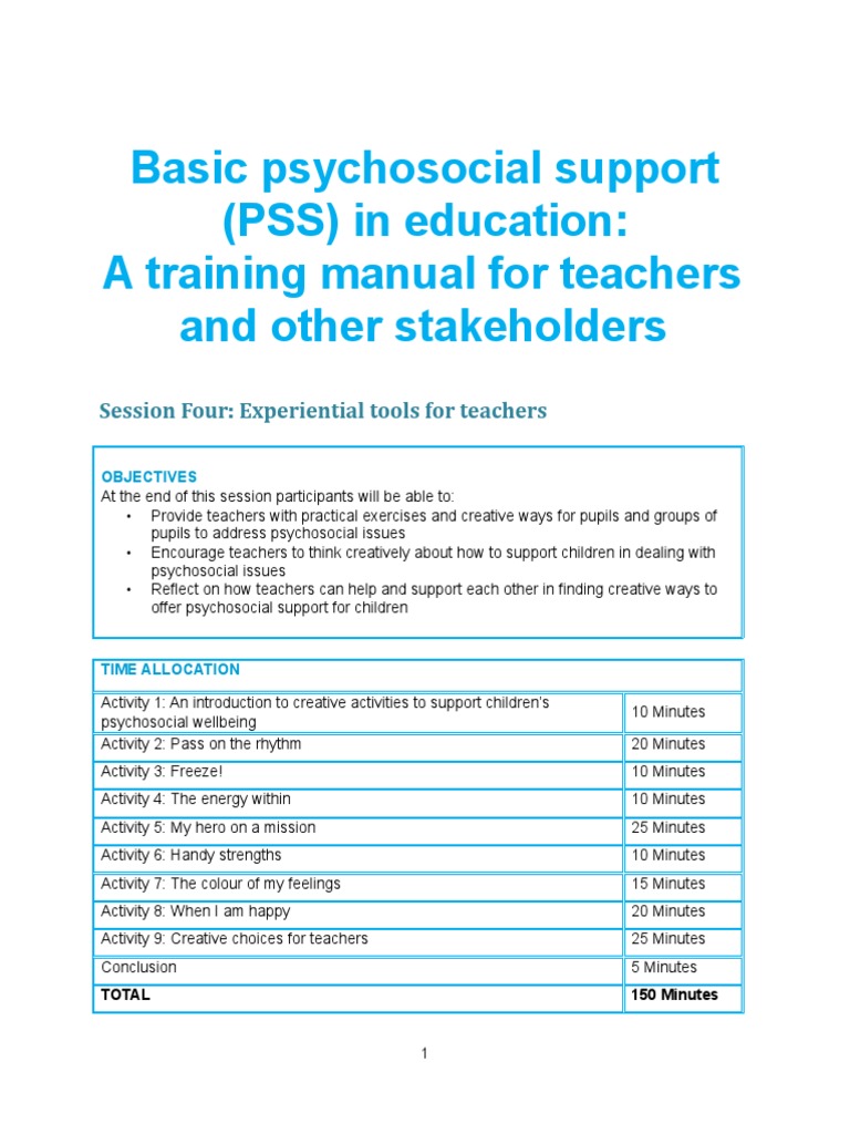 Basic PSS in Education Session 4 Activities | PDF | Mental Health | Mood (Psychology)
