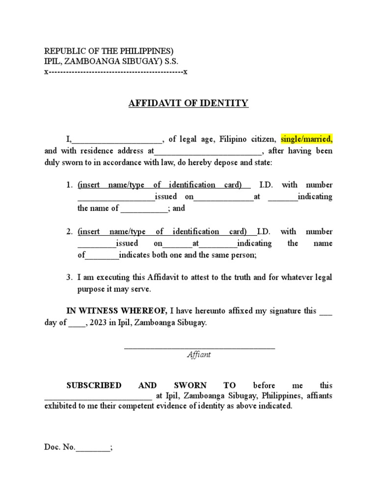 Affidavit of Identity | PDF