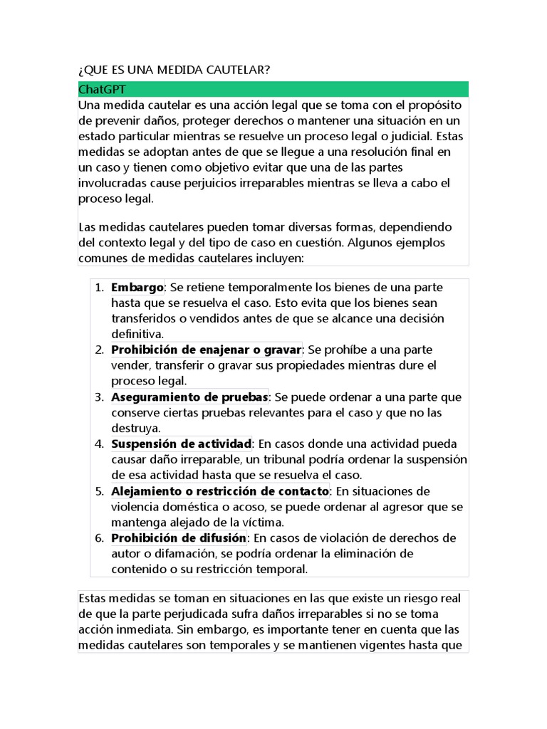 Que Es Una Medida Cautelar | Descargar gratis PDF | Mandato | Justicia