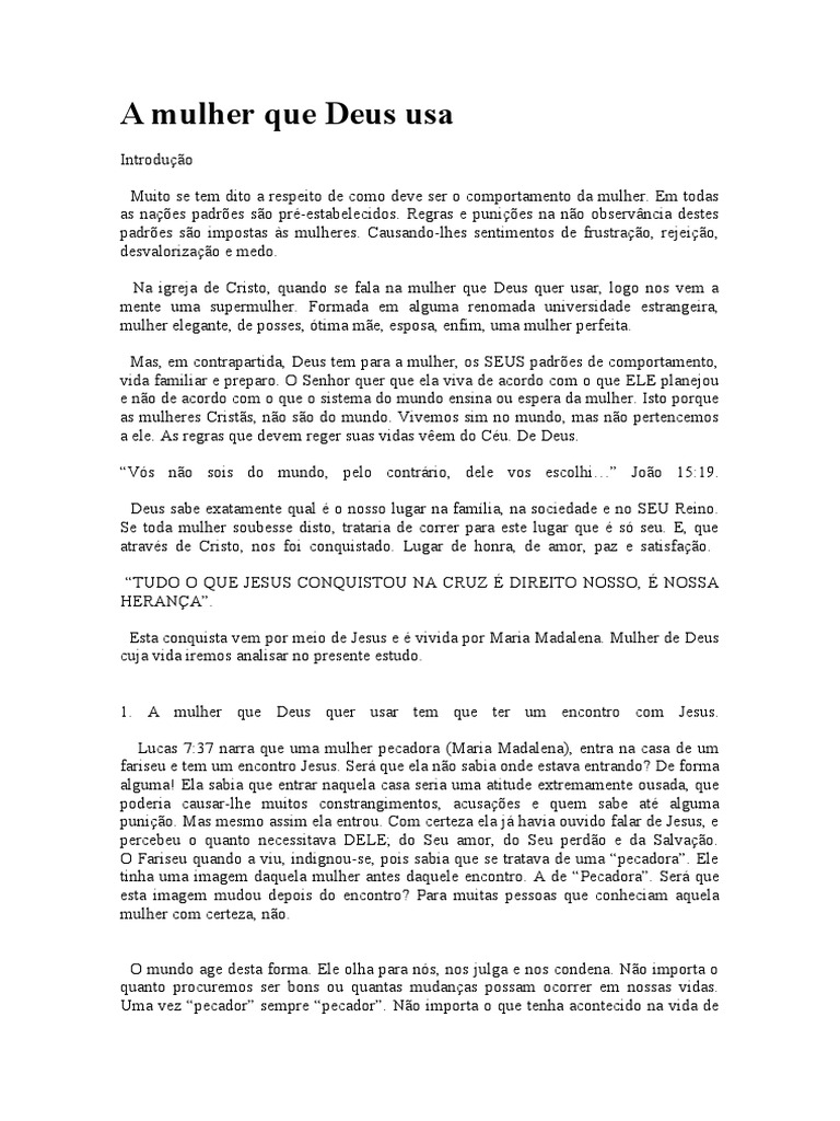 A Mulher Que Deus Usa Pdf Jesus Pecado