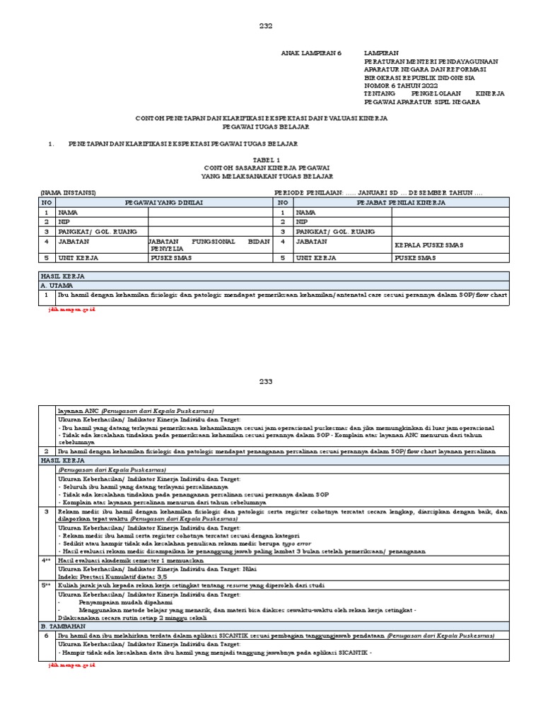 SKP Tubel Permenpan No 6 | PDF