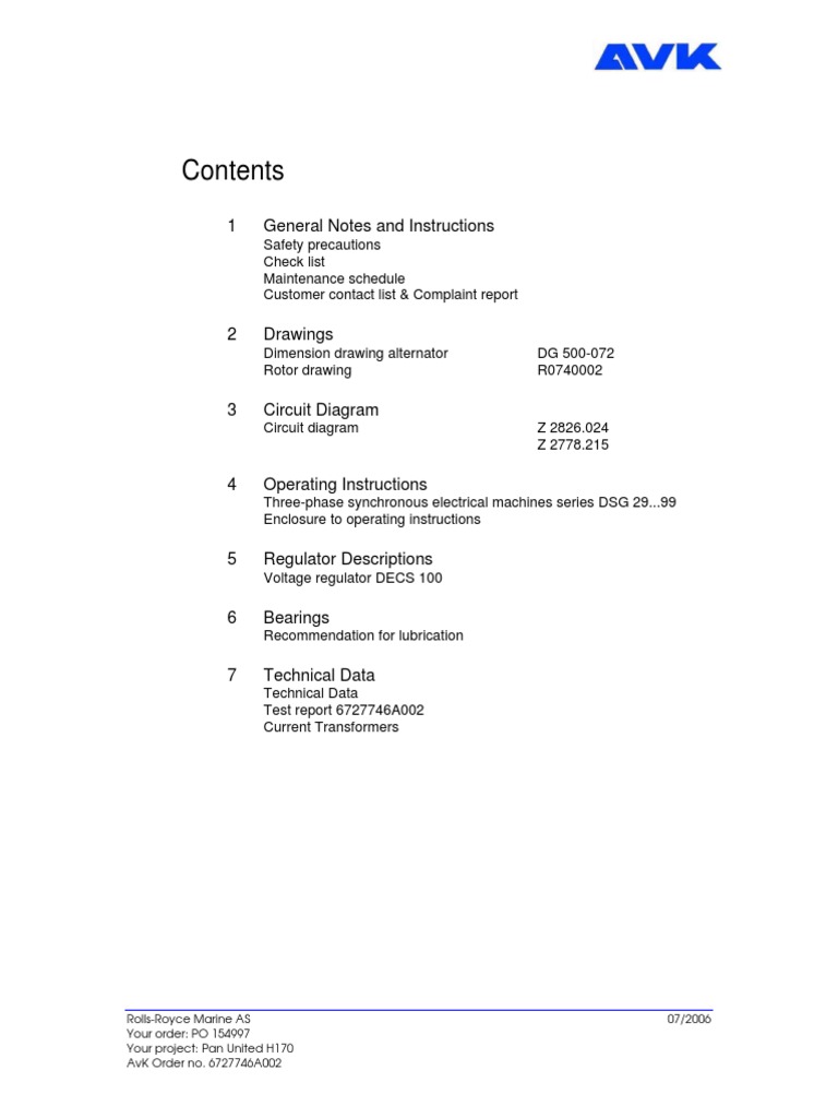 Alternator AVK | PDF | Crane (Machine) | Electric Generator