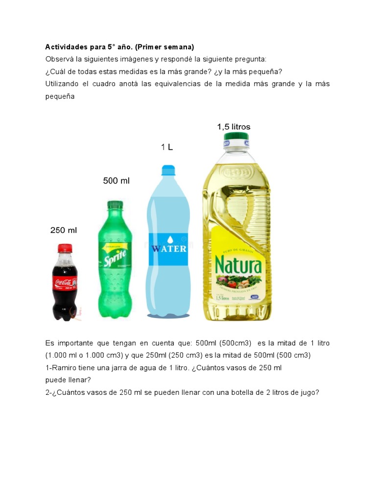 Actividades de medidas para 5° y 6° grado | PDF | Litro | Kilogramo