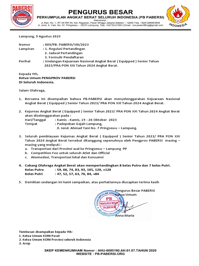 Kejuaraan Nasional Angkat Berat 2023 | PDF