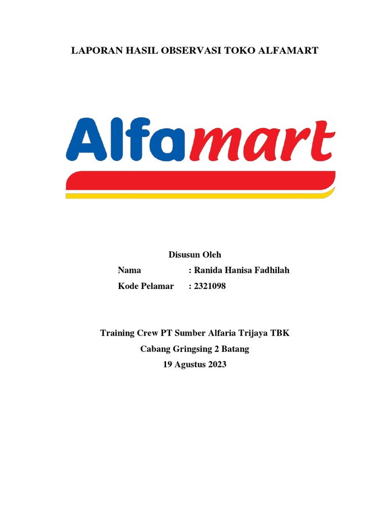 Observasi Toko Alfamart Gringsing | PDF | Bisnis