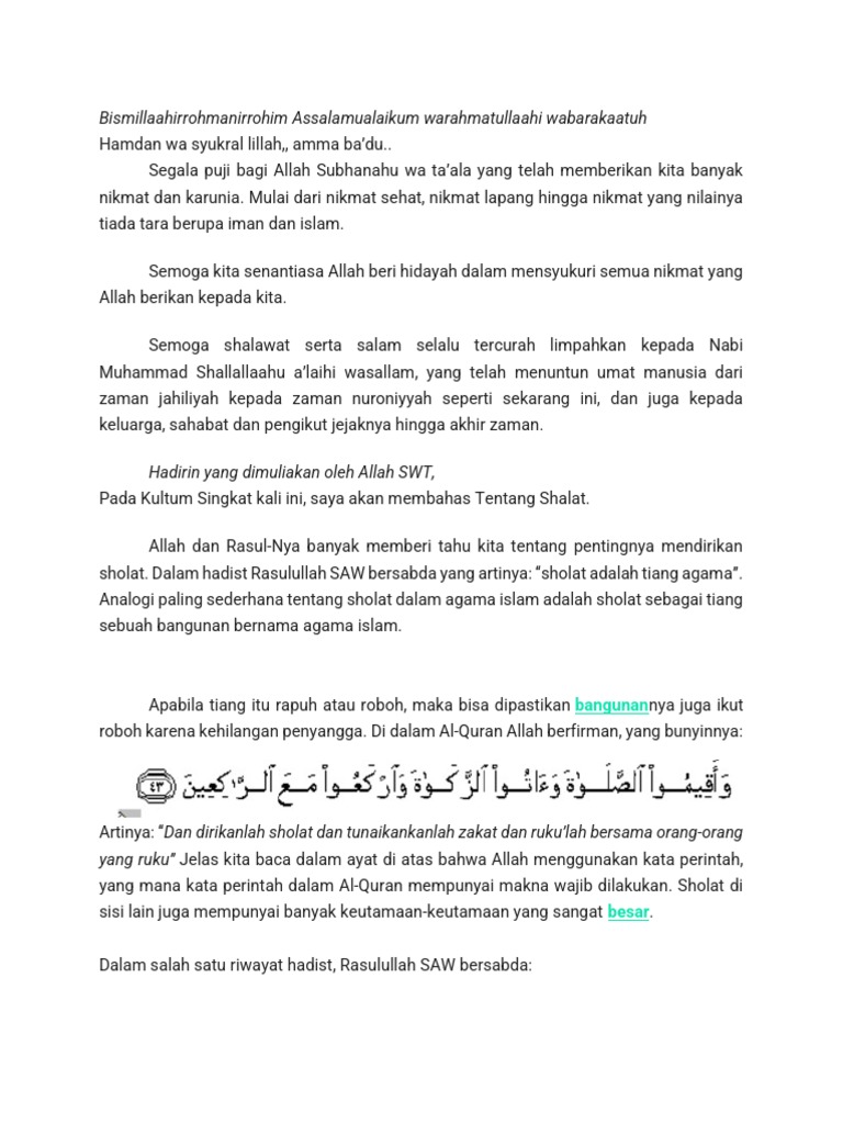 Ceramah Singkat Tentang Shalat | PDF | Agama & Spiritualitas