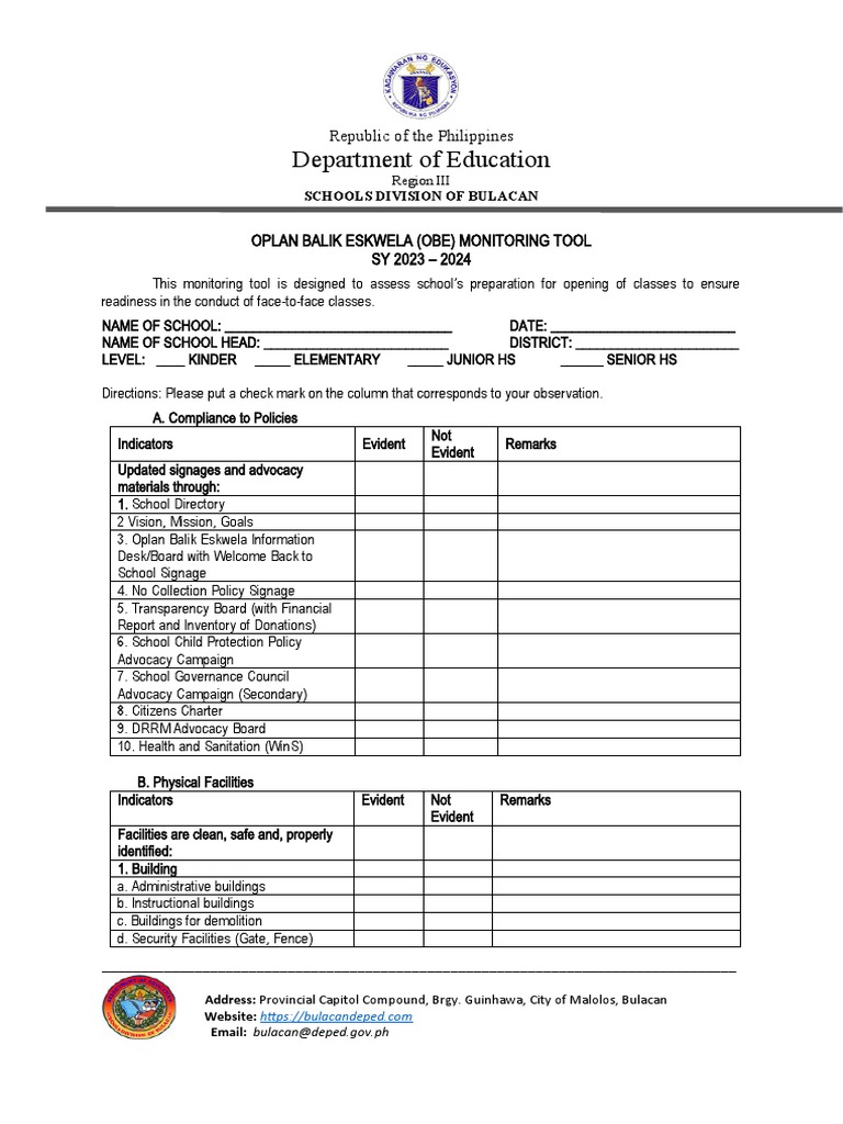 OBE Monitoring Tool | PDF