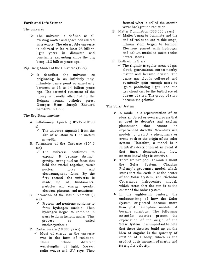 Earth and Life Science Notes | PDF | Rock (Geology) | Igneous Rock
