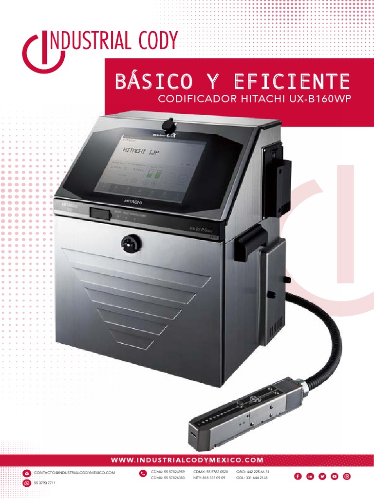Codificador Hitachi Ux b160wp | PDF | Tinta | Impresora (Computación)
