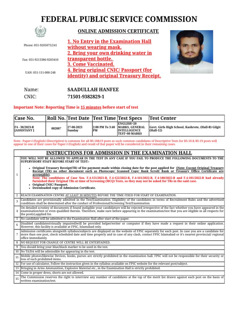 Https Online - Fpsc.gov - PK FPSC GR Reports GR Phase3 Ac 2023v.php | PDF