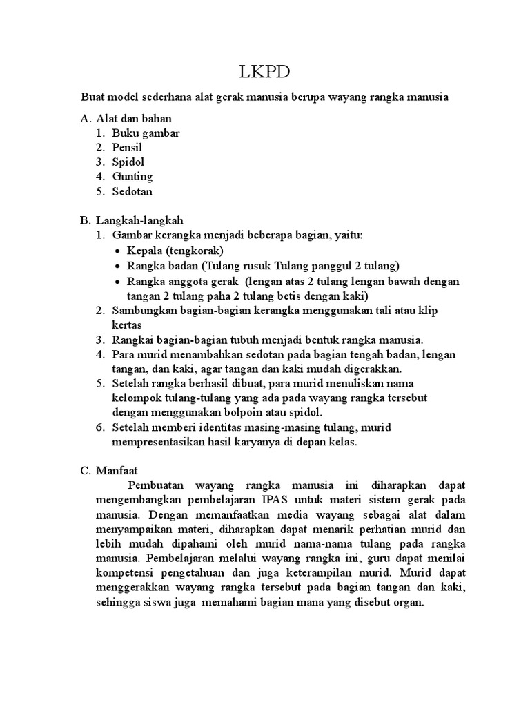 LKPD Organ Gerak Manusia | PDF