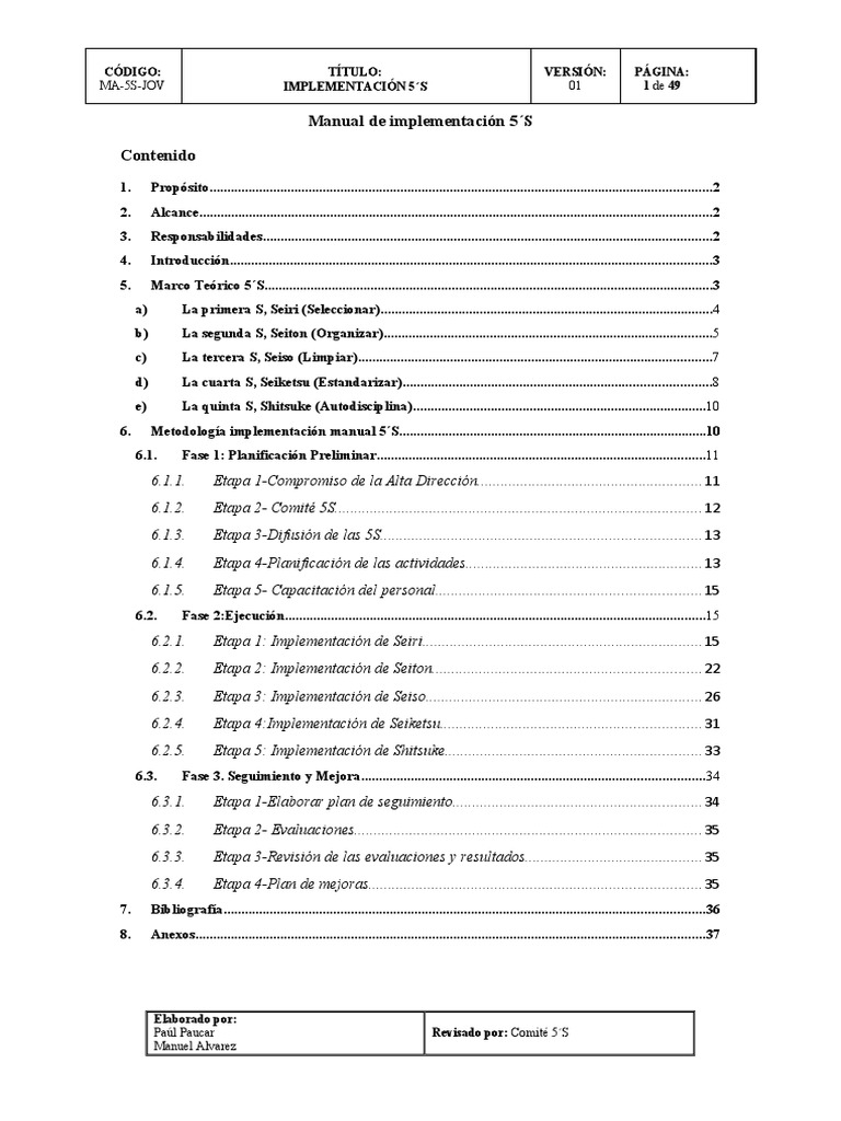 Manual 5S | Descargar gratis PDF | Business | Auditoría