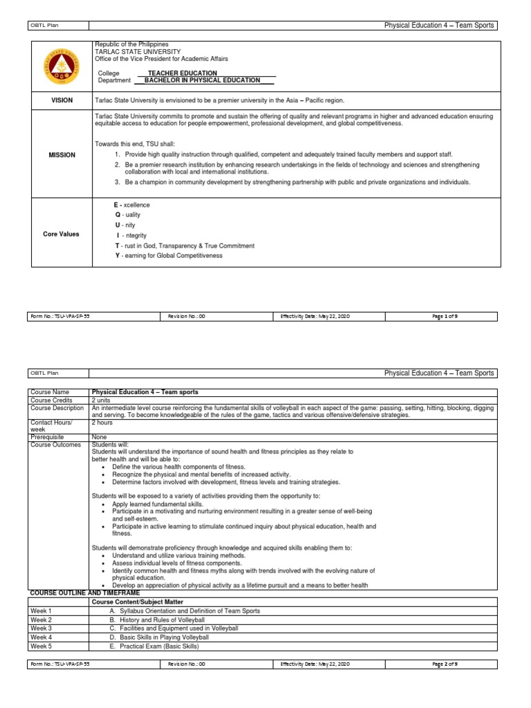 Team Sports PE4 | PDF | Volleyball | Physical Fitness