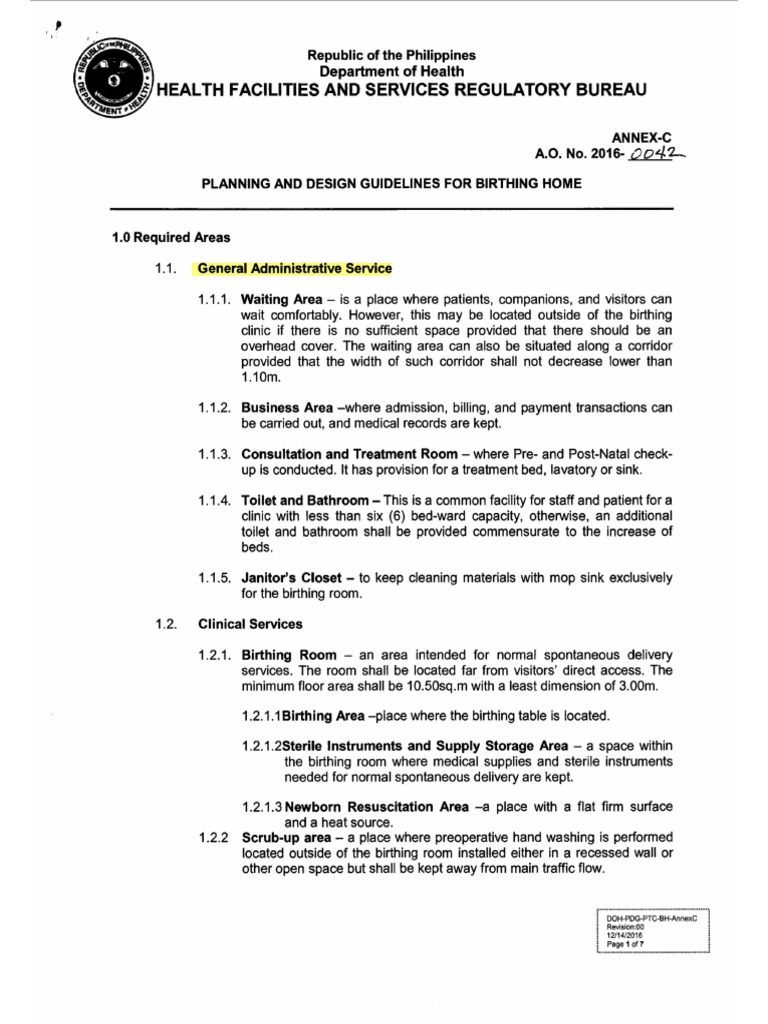 A DOH Document AO 2016 0042 Planning and Design Guidelines | PDF