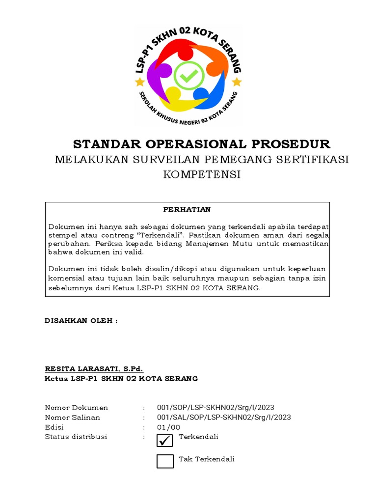 SOP 17 Melakukan Surveilan Pemegang Sertifikasi Kompetensi | PDF