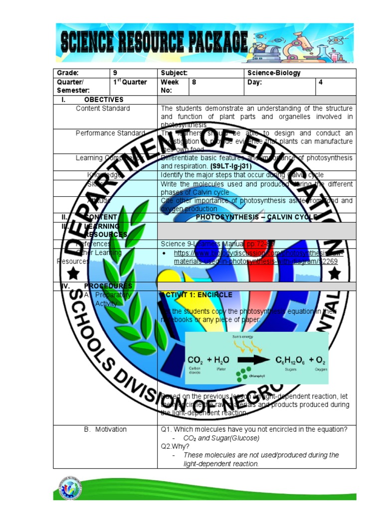 Biology G9 Q1 W8 D4 | PDF | Chemistry | Branches Of Botany