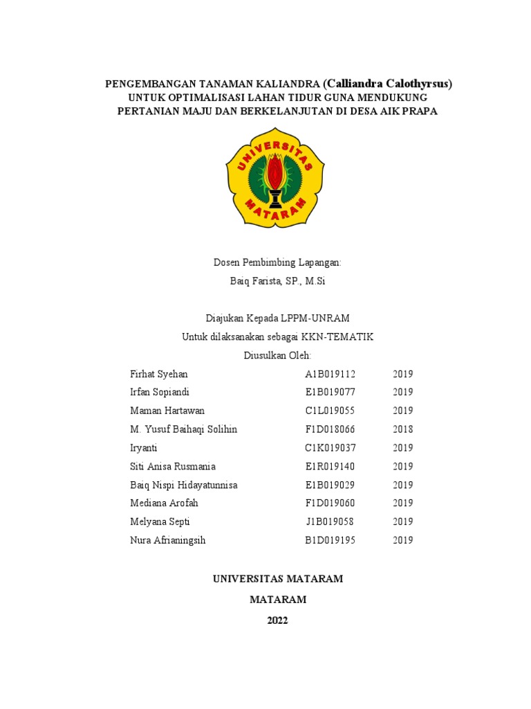 Proposal KKN Tematik | PDF