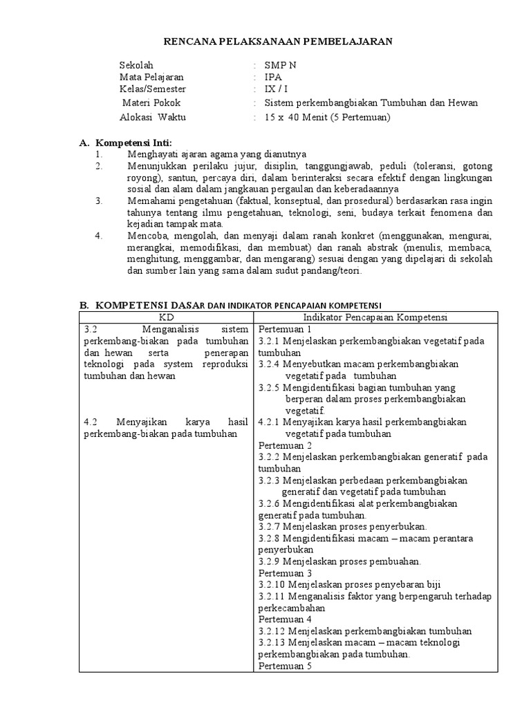 RPP Kelas 9 KD 3.2 Sem 1 | PDF