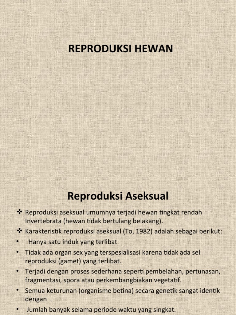 PPT Reproduksi Hewan Aseksual Dan Seksual | PDF