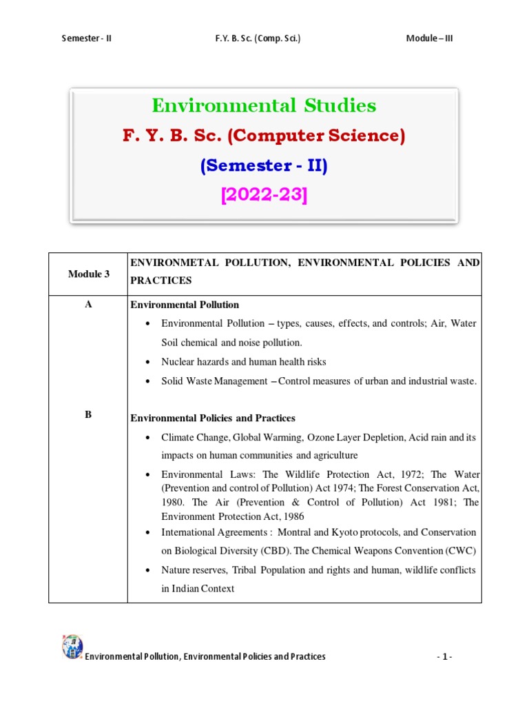 Module - 3 Environmental Pollution Envt Policies and Practices ...