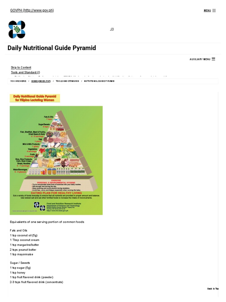 Nutritional Guide Pyramid - Fnri | PDF | Vegetables | Fruit Preserves