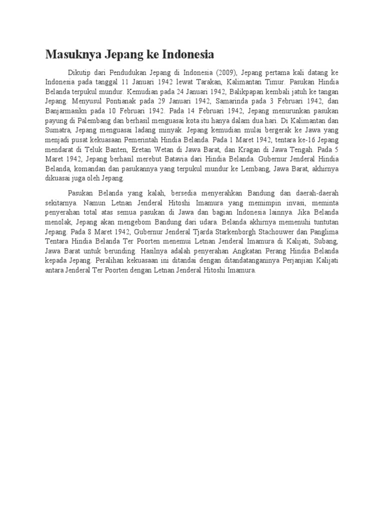Masuknya Jepang Ke Indonesia | PDF