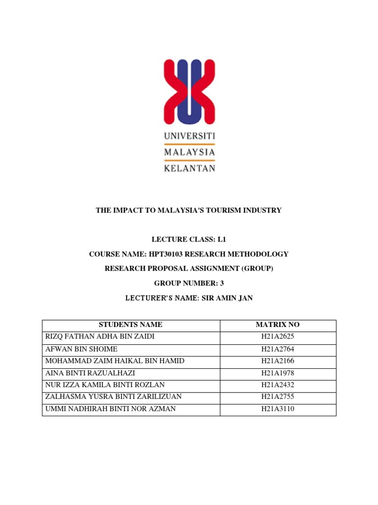 HPT30103 Research Methodology Group 3 | PDF | Tourism | Statistics