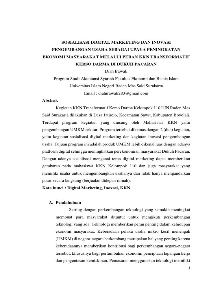 Laporan KKN 110 Jurnal | PDF | Bisnis