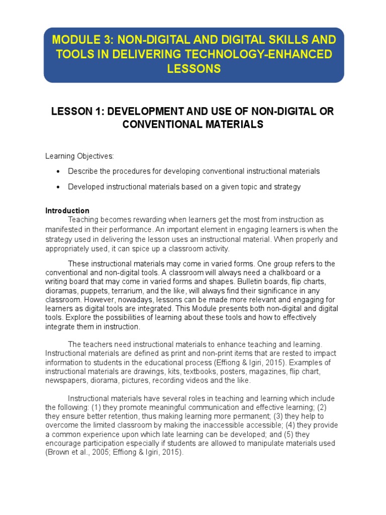Module 3: Non-Digital and Digital Skills and Tools in Delivering ...