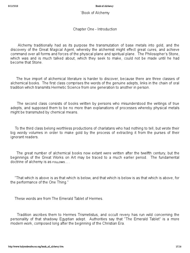 Book of Alchemy | PDF