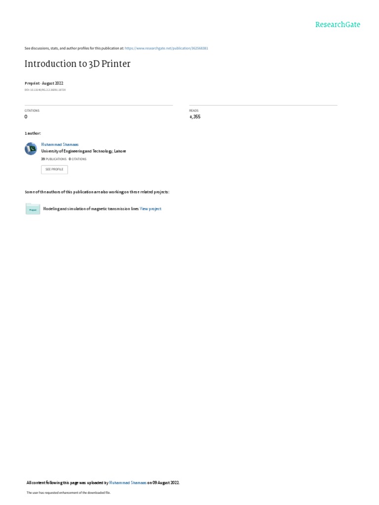 Introduction to 3D Printing Technology | PDF | 3 D Printing | 3 D ...