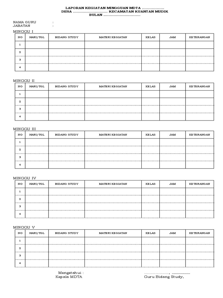Laporan Mingguan BK | PDF